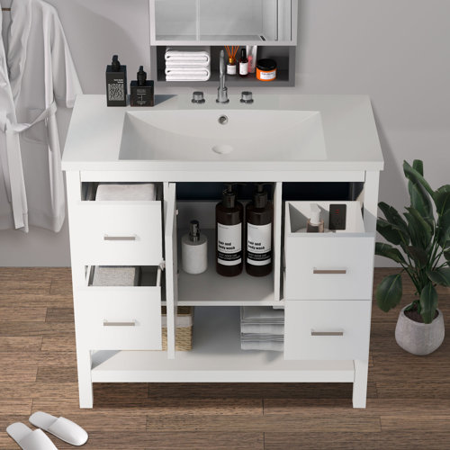 Winston Porter Llacoln 36 Single Bathroom Vanity With Resin Top Wayfair